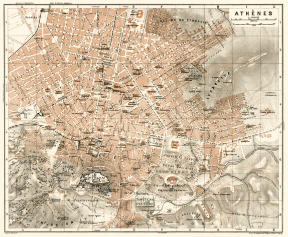 Athens (Αθήνα) city Map, 1911 by Waldin | Avenza Maps