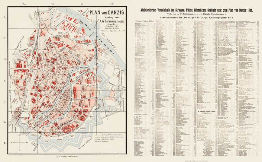 Danzig (Gdańsk) city Map, 1911 (1:10,000 scale) by Waldin | Avenza Maps