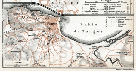 Environs of Tánger (طنجة, Tangier) Map, 1913 by Waldin | Avenza Maps