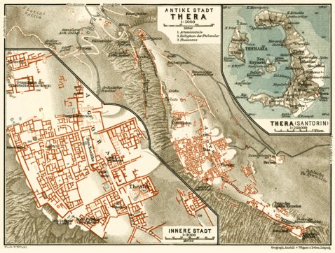 Ancient Thera (Θήρα) Map, 1908 by Waldin | Avenza Maps