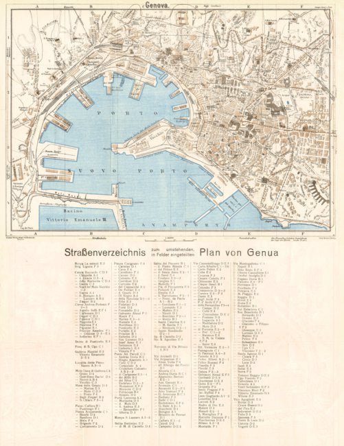 Genoa (Genova) city Map, 1929 by Waldin | Avenza Maps