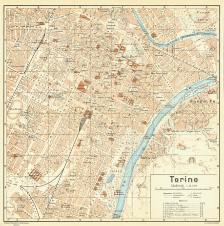 Turin (Torino) city Map, 1929 by Waldin | Avenza Maps