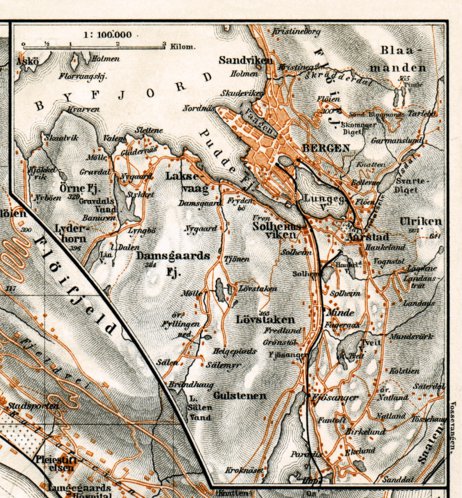 Bergen environs Map, 1910 by Waldin | Avenza Maps