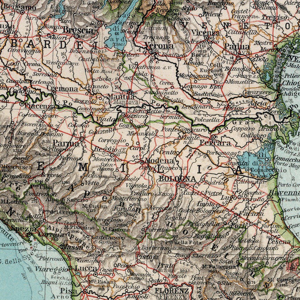 Italy Map, 1905 by Waldin | Avenza Maps