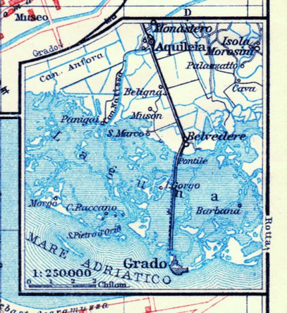Grado environs Map, 1929 by Waldin | Avenza Maps