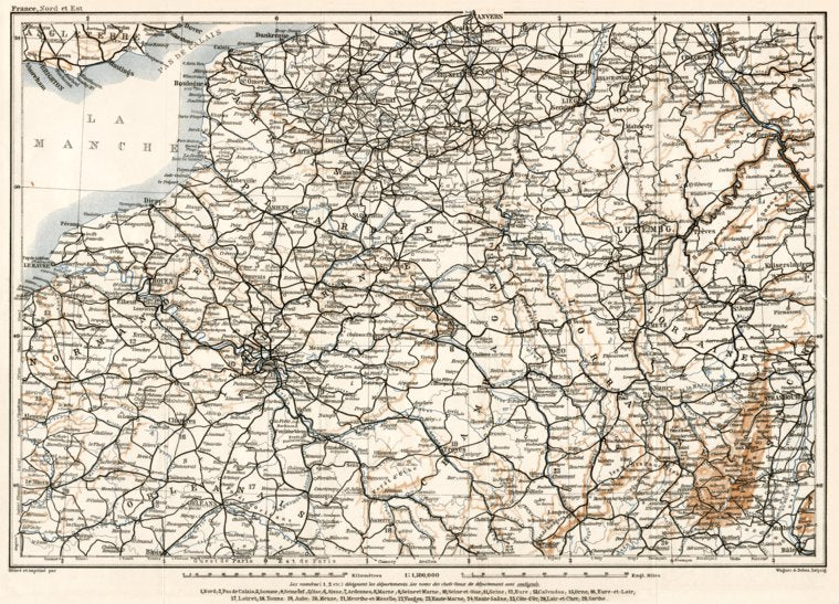 Map of the Northern France, 1909 by Waldin | Avenza Maps