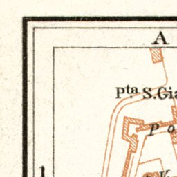 Citta di Castello (Gubbia) Map, 1909 by Waldin | Avenza Maps