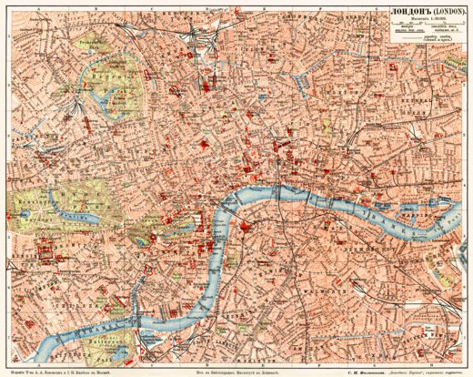London city Map, 1903 (legend in Russian) by Waldin | Avenza Maps