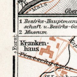 Meran (Merano) town plan, 1910 Map by Waldin | Avenza Maps