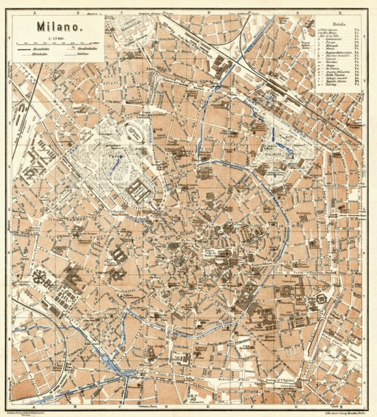 Milan (Milano) city Map, 1929 by Waldin | Avenza Maps