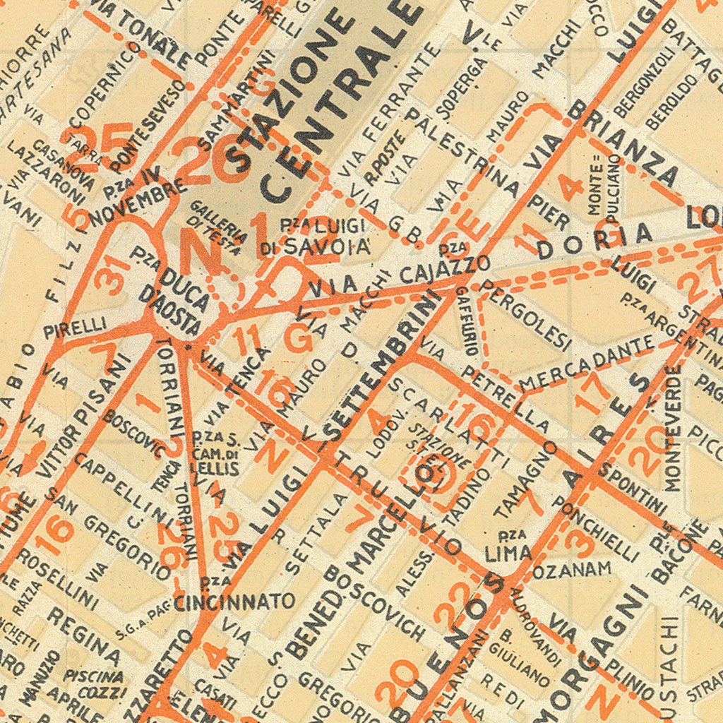 Milan (Milano) city Map, 1937 by Waldin | Avenza Maps