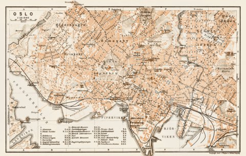 Oslo city Map, 1929 by Waldin | Avenza Maps