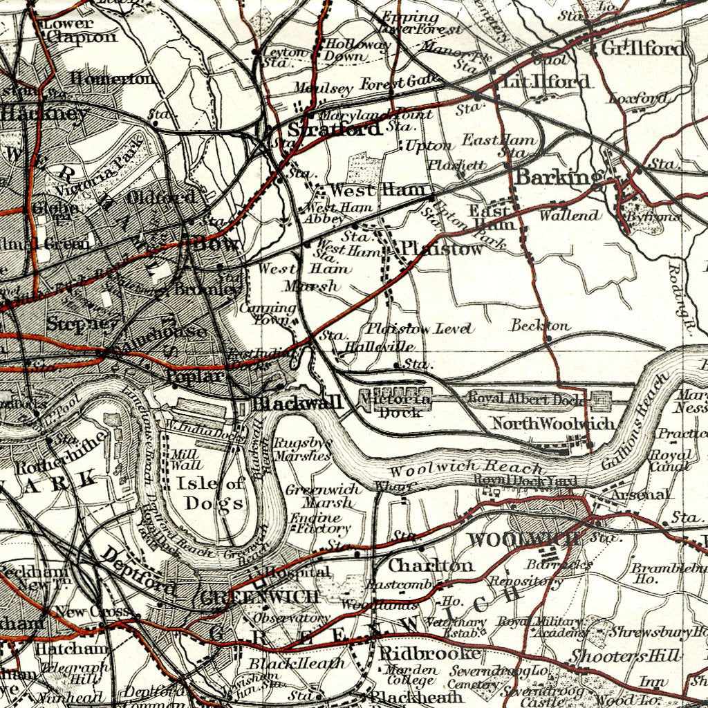 Greater London (Environs of London), 1907 Map by Waldin | Avenza Maps