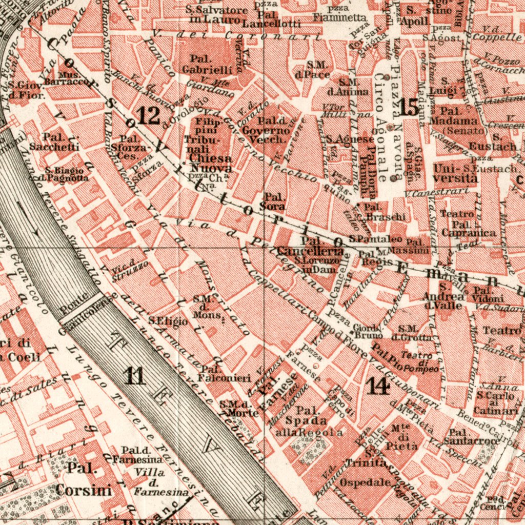 Rome (Roma) city Map, 1909 by Waldin | Avenza Maps
