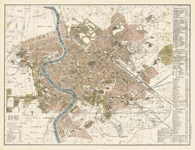 Rome (Roma) city Map, 1904 by Waldin | Avenza Maps