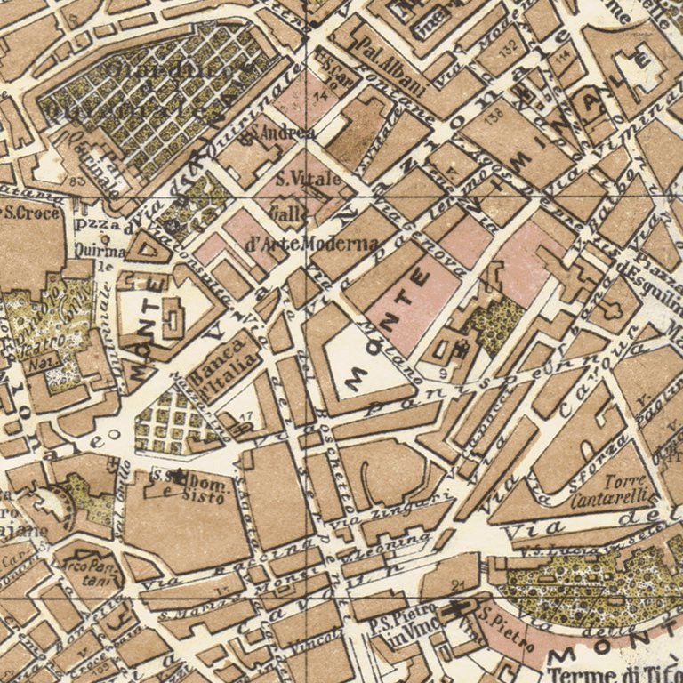 Rome (Roma) city Map, 1904 by Waldin | Avenza Maps