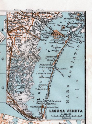 Venice environs Map (Laguna Veneta), 1929 by Waldin | Avenza Maps
