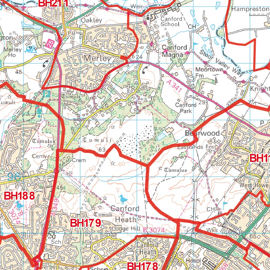 XYZ Postcode Sector Map - (G21) - Bournemouth BH by XYZ Maps | Avenza Maps
