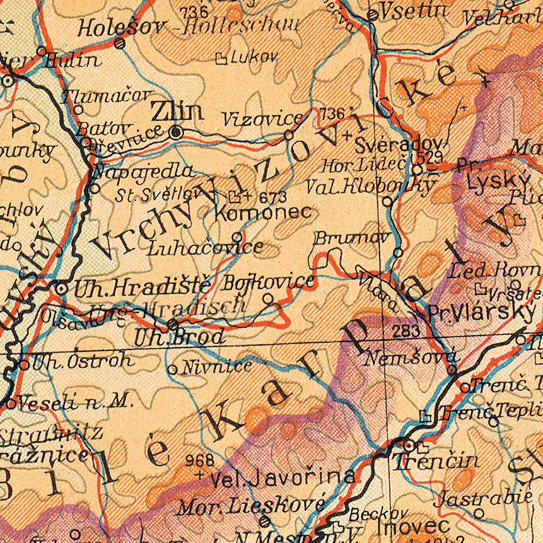 Map of Czechia and Moravia, 1913 by Waldin | Avenza Maps
