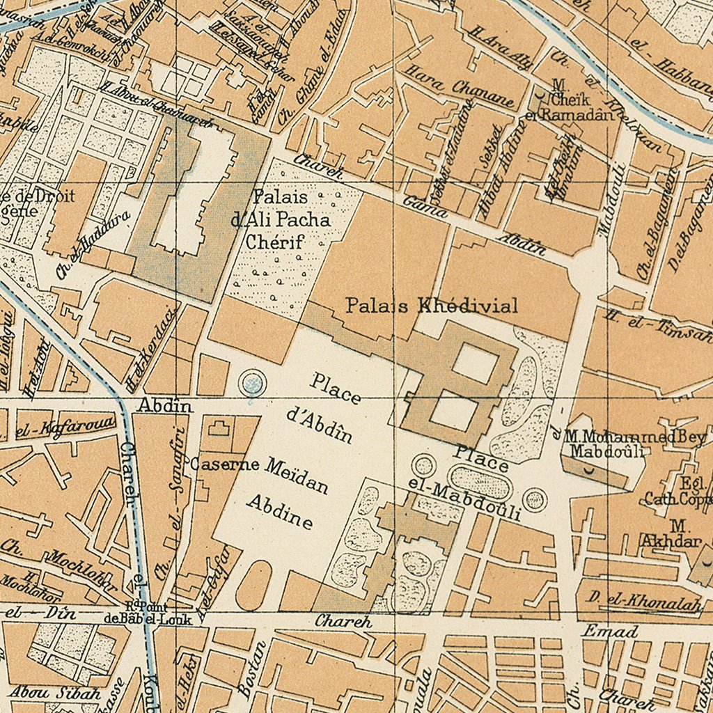 Cairo (القاهرة, al-Qāhirah) city Map, 1906 by Waldin | Avenza Maps