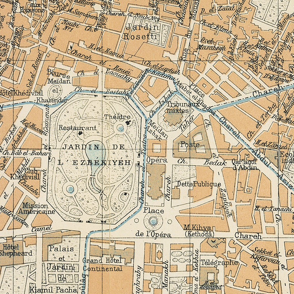 Cairo (القاهرة, al-Qāhirah) city Map, 1906 by Waldin | Avenza Maps