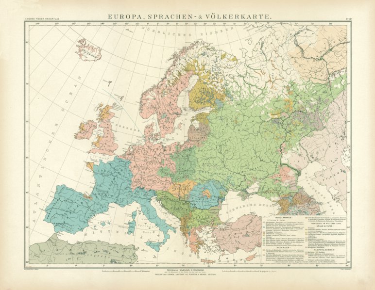 Europe Nation and Language Map, 1905 by Waldin | Avenza Maps