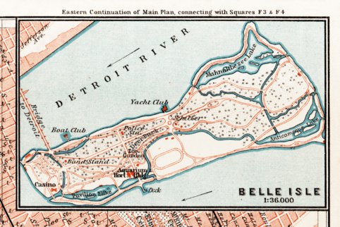 Detroit city Map. The Belle Isle, 1909 by Waldin | Avenza Maps