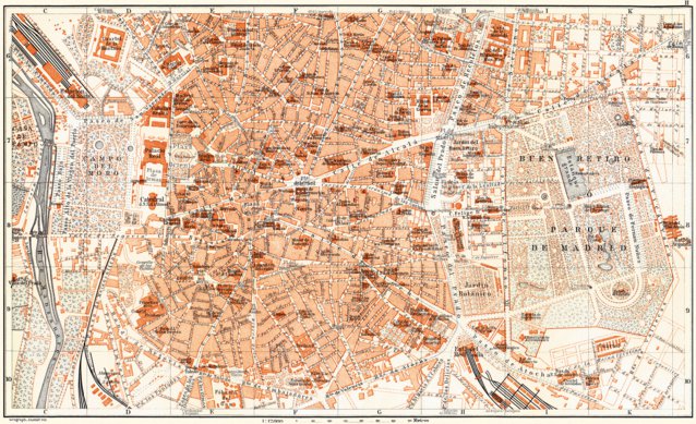 Madrid, city centre Map, 1899 by Waldin | Avenza Maps