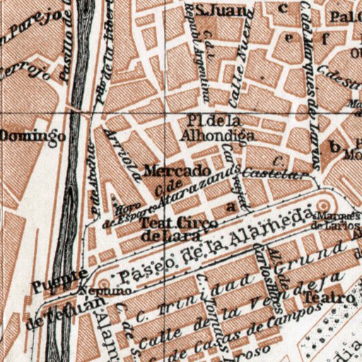 Málaga, city Map. Environs of Málaga, 1929 by Waldin | Avenza Maps