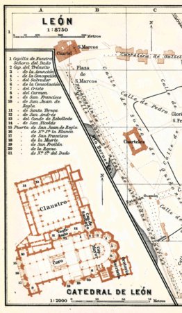 León cathedral environs Map, 1913 by Waldin | Avenza Maps
