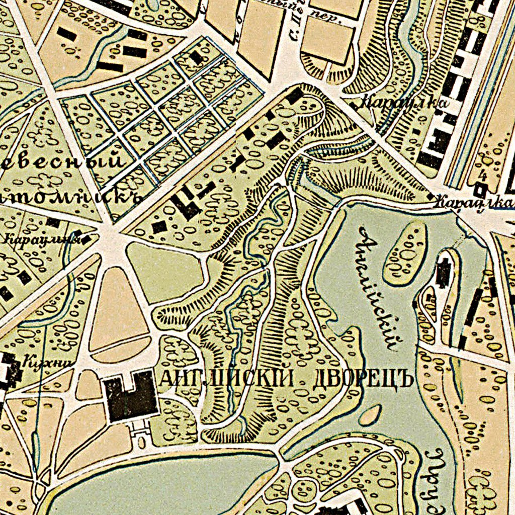 Peterhof (Петергофъ) town plan, 1909 Map by Waldin | Avenza Maps