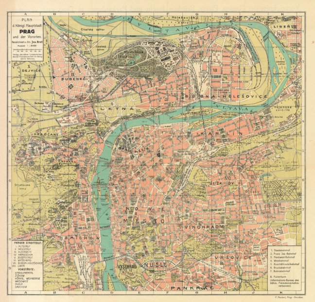 Prague (Prag, Praha) city Map, 1913 by Waldin | Avenza Maps