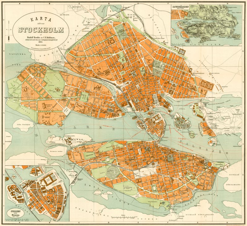 Stockholm city Map, 1893 by Waldin | Avenza Maps