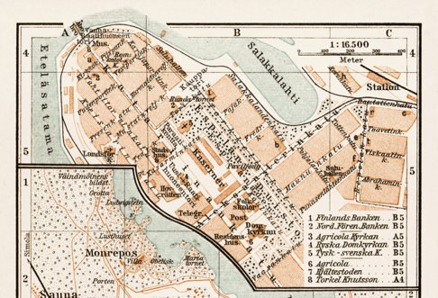 Viipuri (Viborg) city center Map, 1929 by Waldin | Avenza Maps