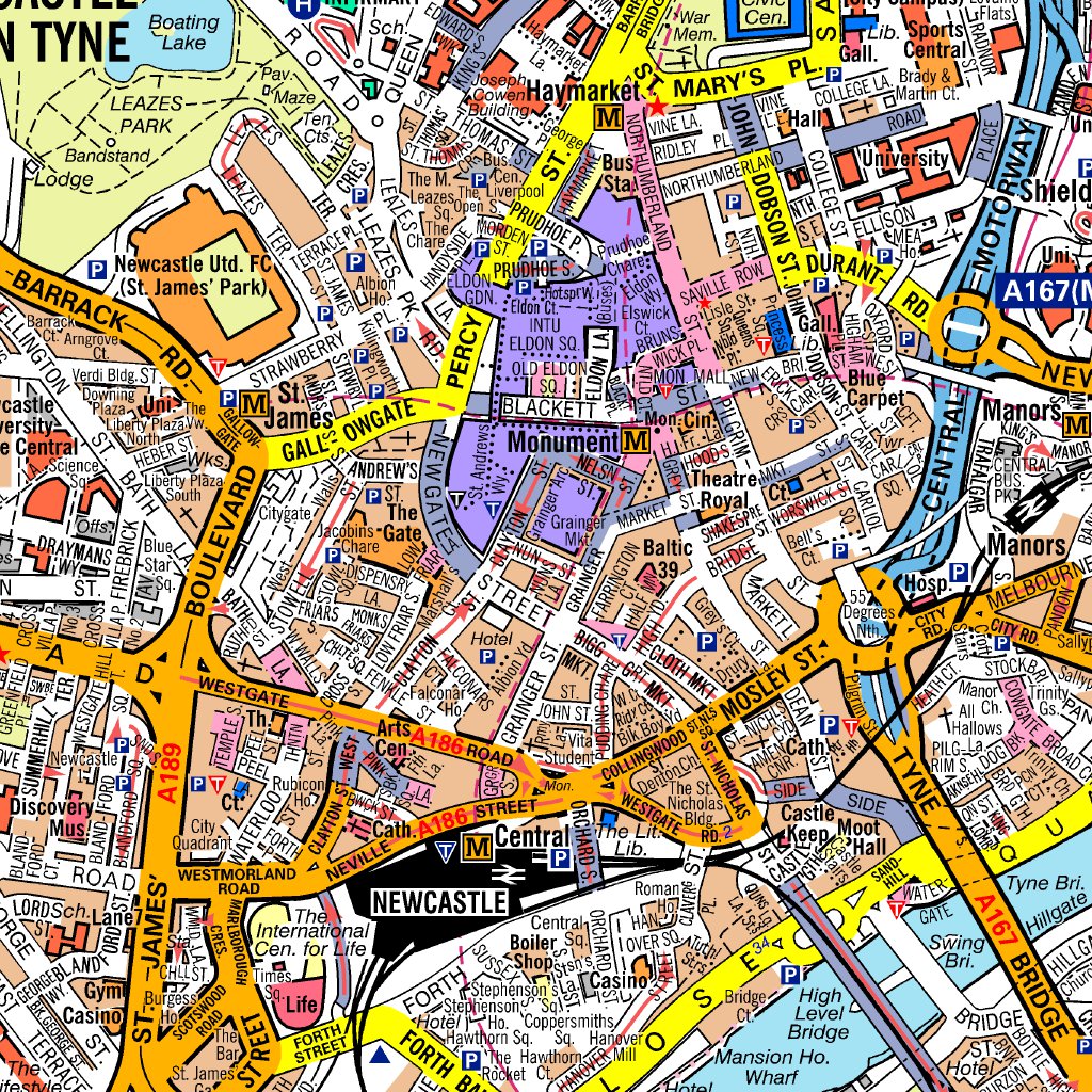 A-Z Newcastle upon Tyne Premier Map by Geographers' A-Z Map Company ...