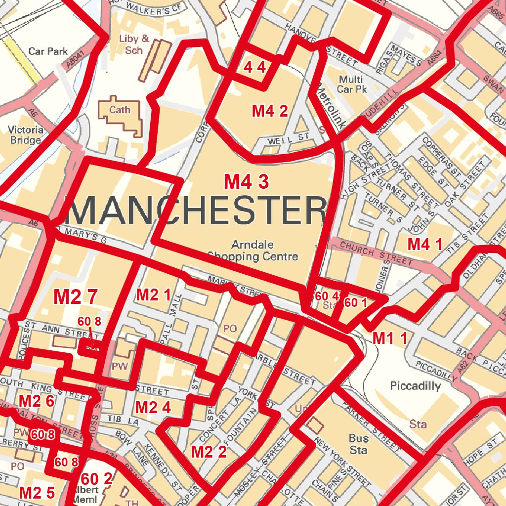 XYZ Postcode Sector Map (C3) Manchester City by XYZ Maps | Avenza Maps