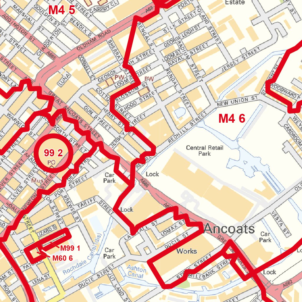 XYZ Postcode Sector Map (C3) Manchester City by XYZ Maps | Avenza Maps