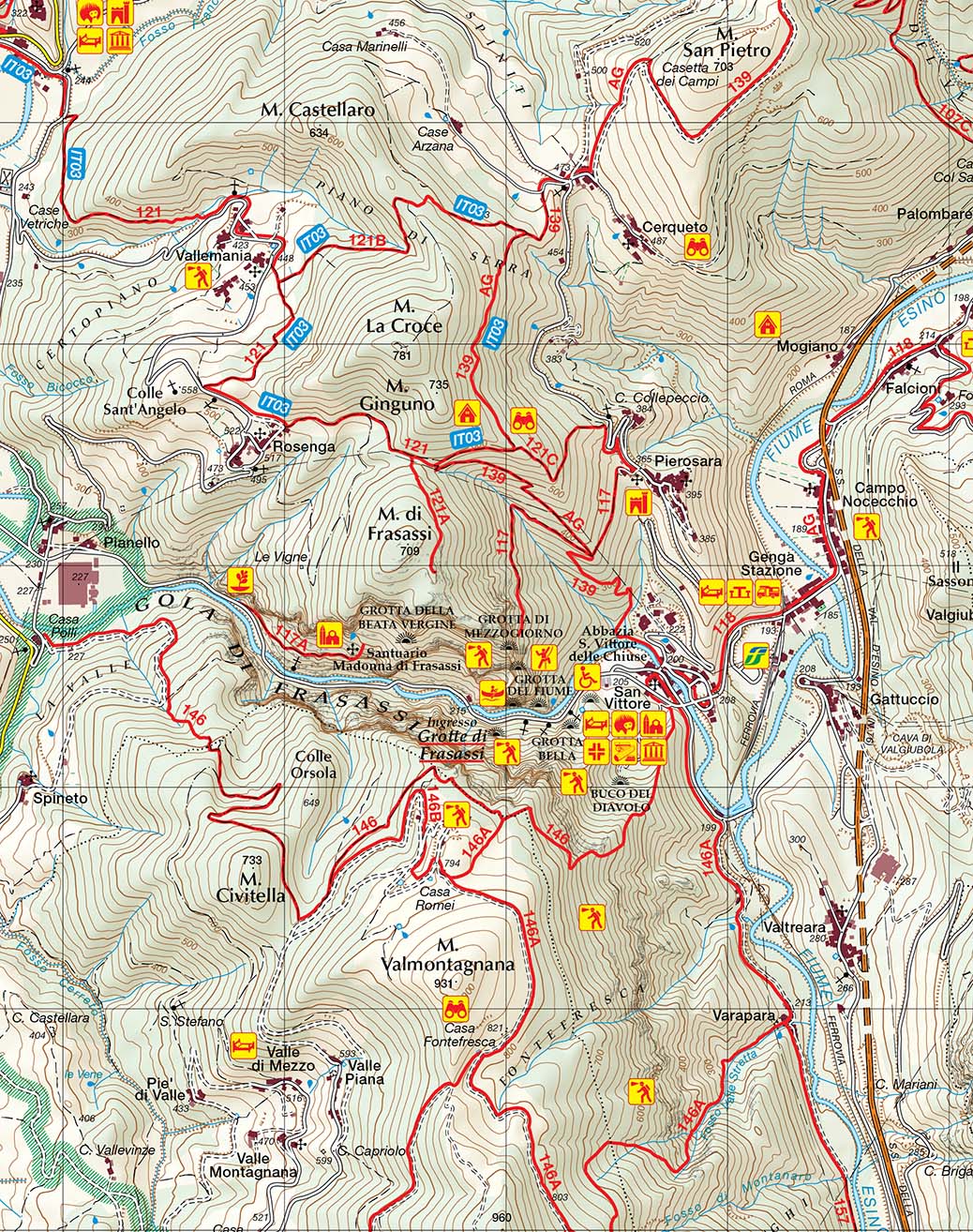 Parco della Gola della Rossa e di Frasassi Map by MapTrek Italia ...