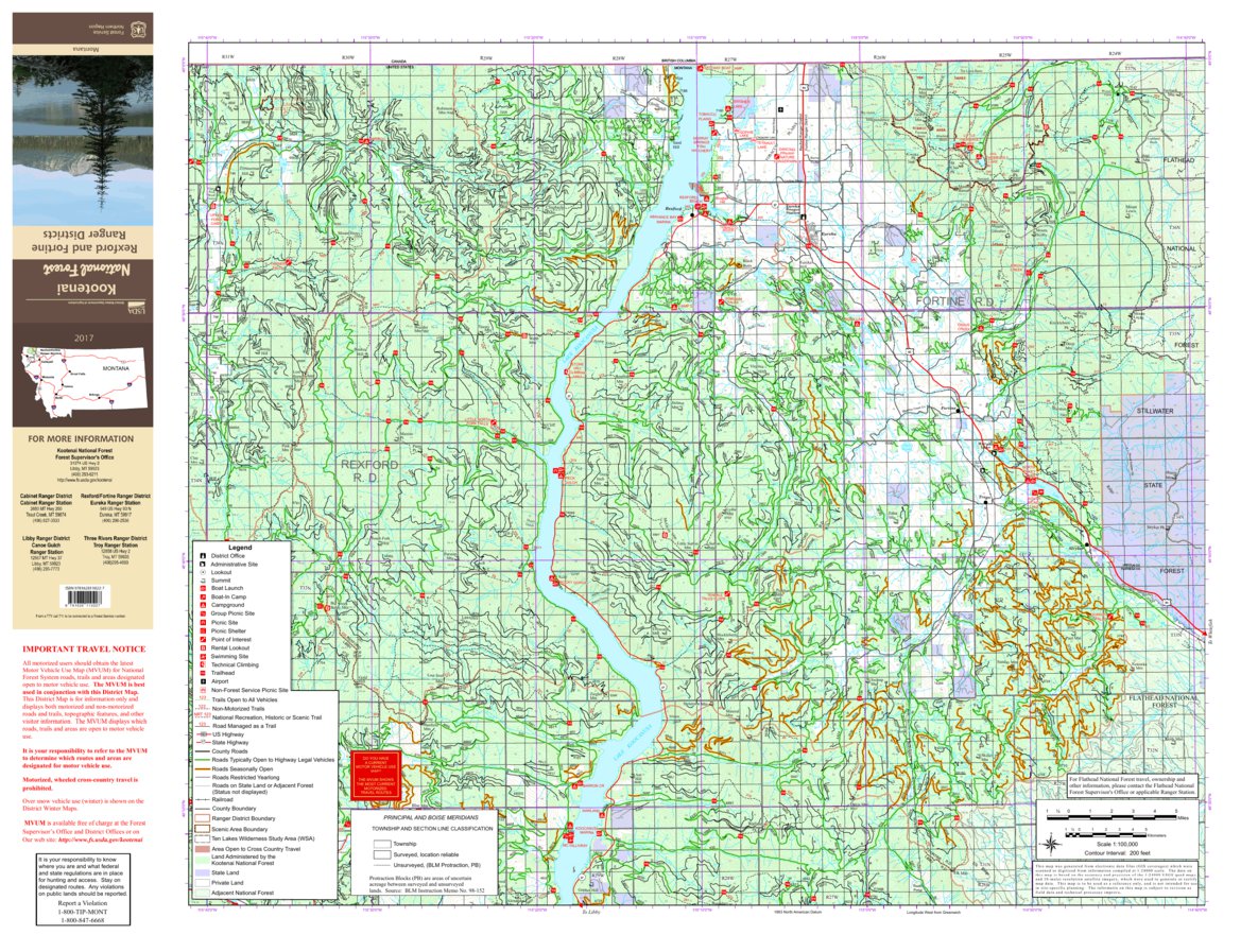 Kootenai NF District Map Rexford Fortine 2017 by US Forest Service R1 ...