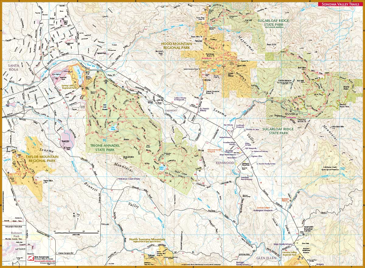 Sonoma Valley Trails Map by Map Adventures LLC | Avenza Maps
