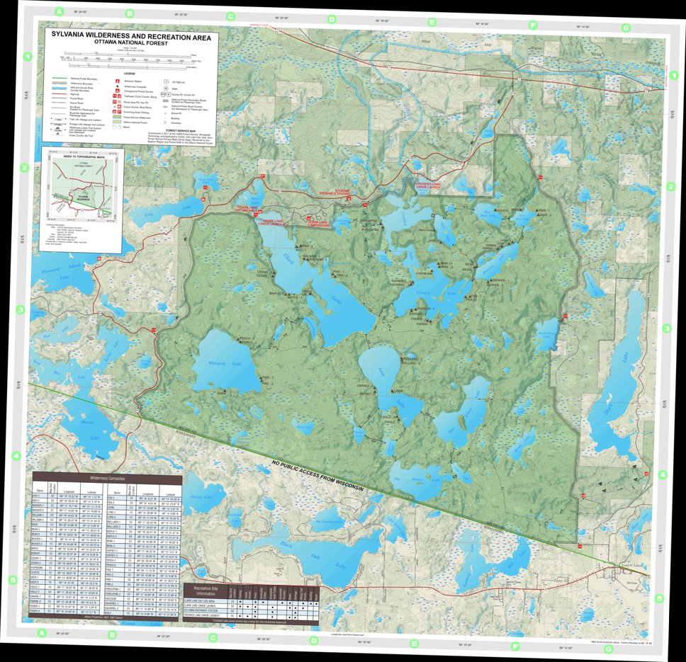 Ottawa NF - Sylvania Wilderness Map by US Forest Service R9 | Avenza Maps