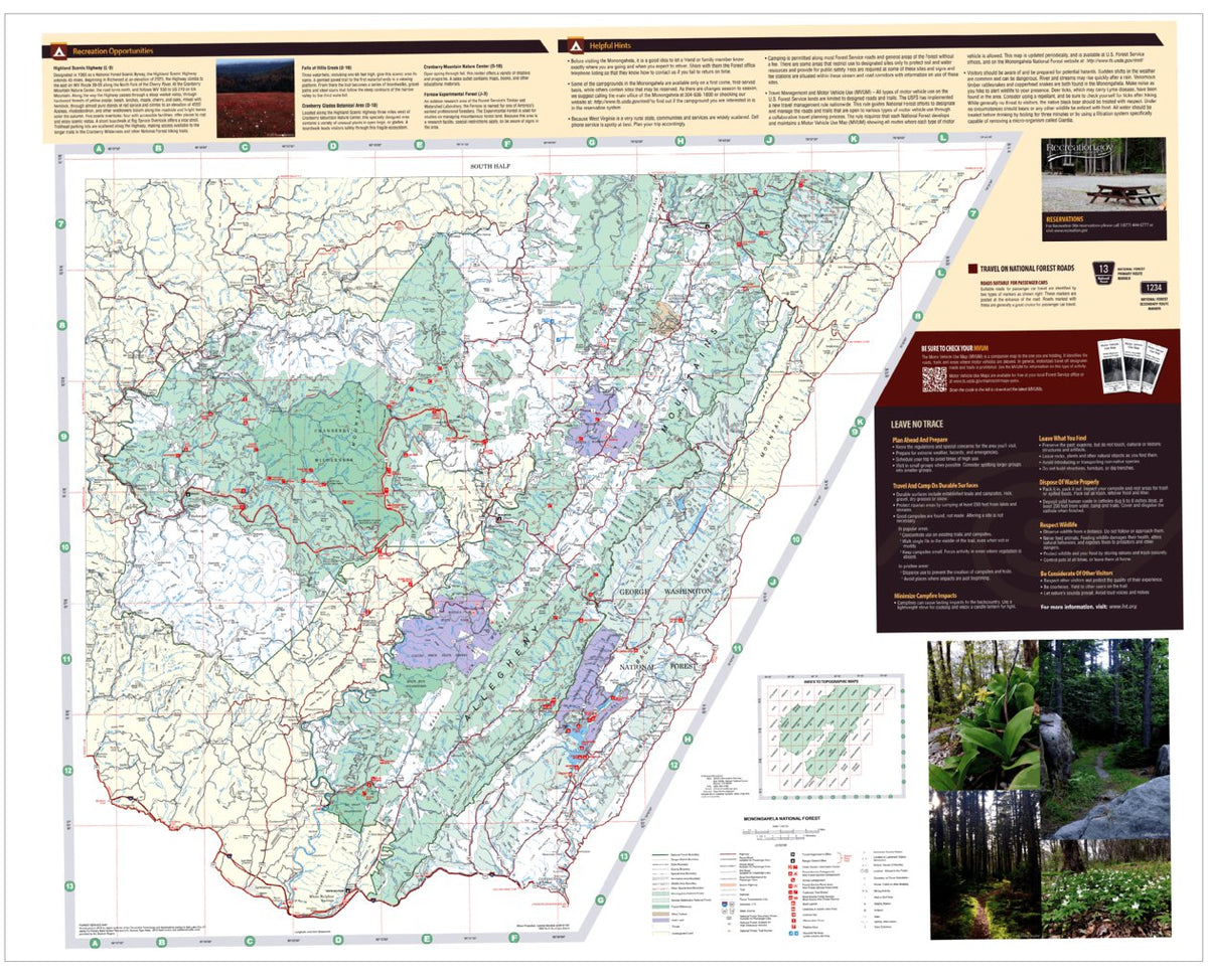 Monongahela NF Forest Visitor Map - South by US Forest Service R9 ...