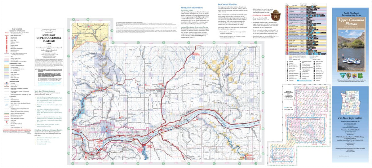 Upper Columbia Plateau Recreation Map Columbia Hills by US Forest ...