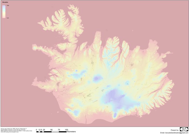 Iceland elevation Map by IC Geosolution | Avenza Maps