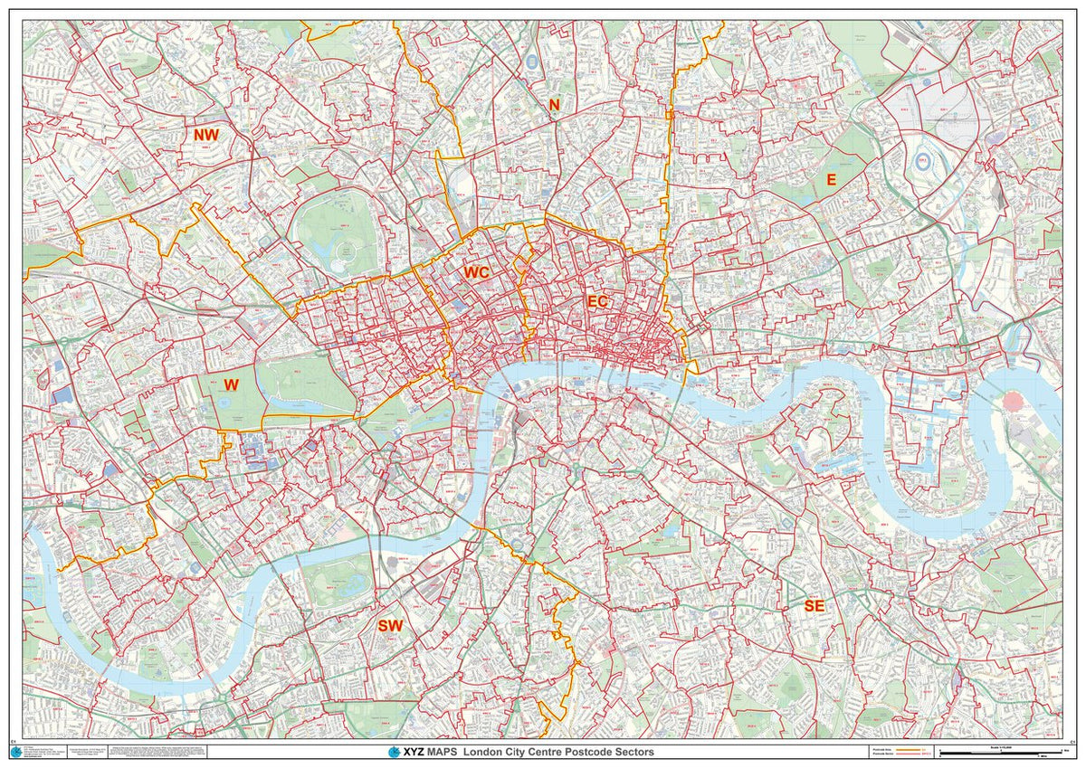 XYZ Postcode Sector Map - (C1) - Inner London by XYZ Maps | Avenza Maps