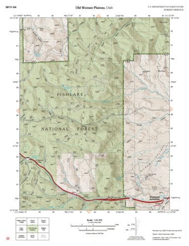 Fishlake National Forest, Old Woman Plateau, UT 32 Map by US Forest ...