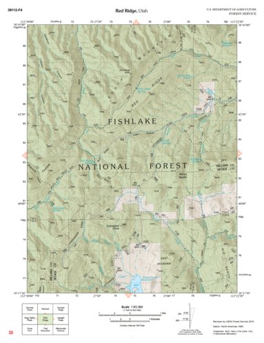 Fishlake National Forest, Red Ridge, UT 35 Map by US Forest Service R4 ...