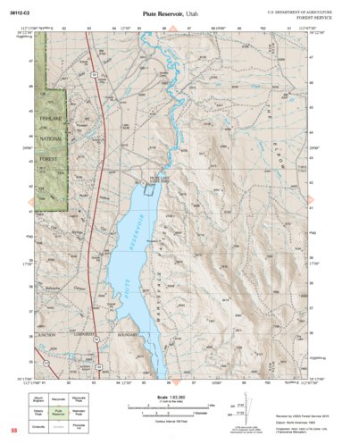 Fishlake National Forest, Piute Reservoir, UT 68 Map by US Forest ...