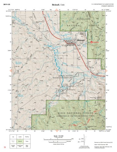 Fishlake National Forest, Bicknell, UT 71 Map by US Forest Service R4 ...