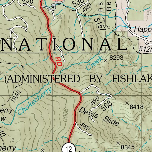 Fishlake National Forest, Grover, UT 81 Map by US Forest Service R4 ...